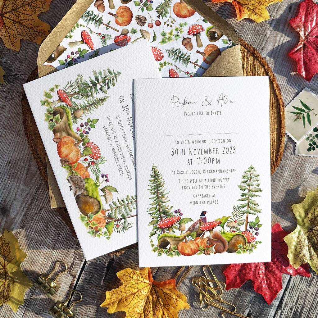 Autumn Woodland Evening Invitations And Envelopes By Paper Willow ...