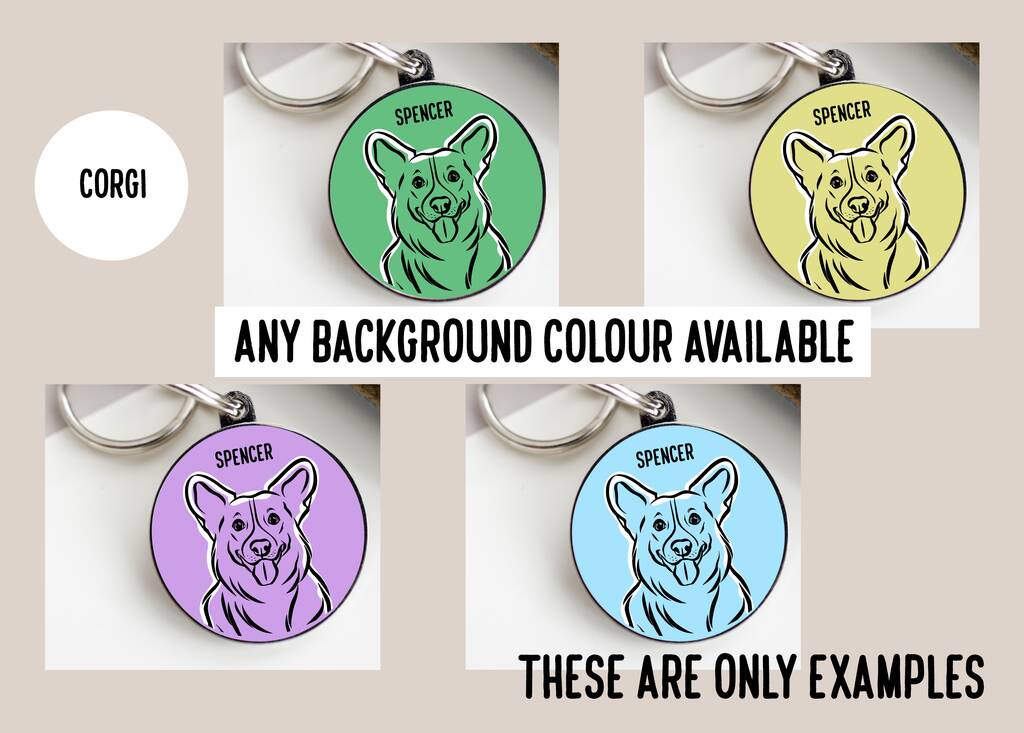 Corgi Outline ID Tag By Digi Doggo