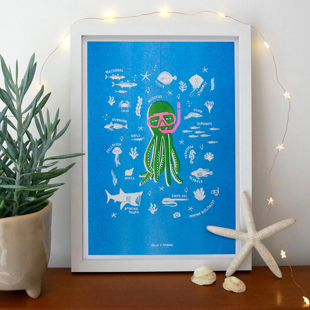 Guide To British Sea Life, Riso Art Print By Bella + Phoenix ...