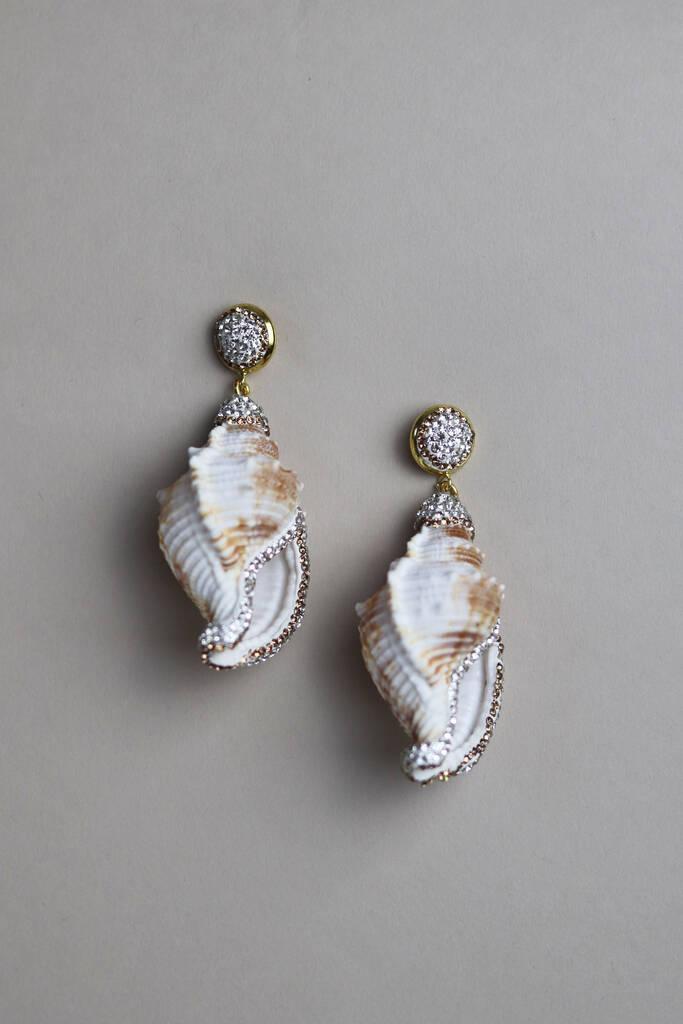 Diamanté Conch Shell Earrings By Sun and Day | notonthehighstreet.com