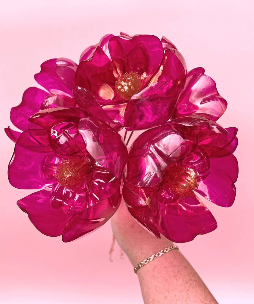 Hot Pink Bouquet Recycled Plastic Bottle Flowers By Aimee Maxelon Art