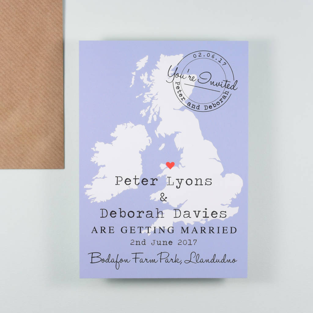 map wedding invitation 'deborah' by paper and inc | notonthehighstreet.com