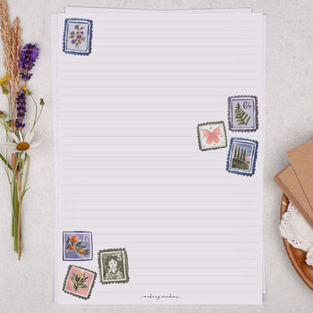 A4 Letter Writing Paper Floral Stamp Design By Making Meadows ...