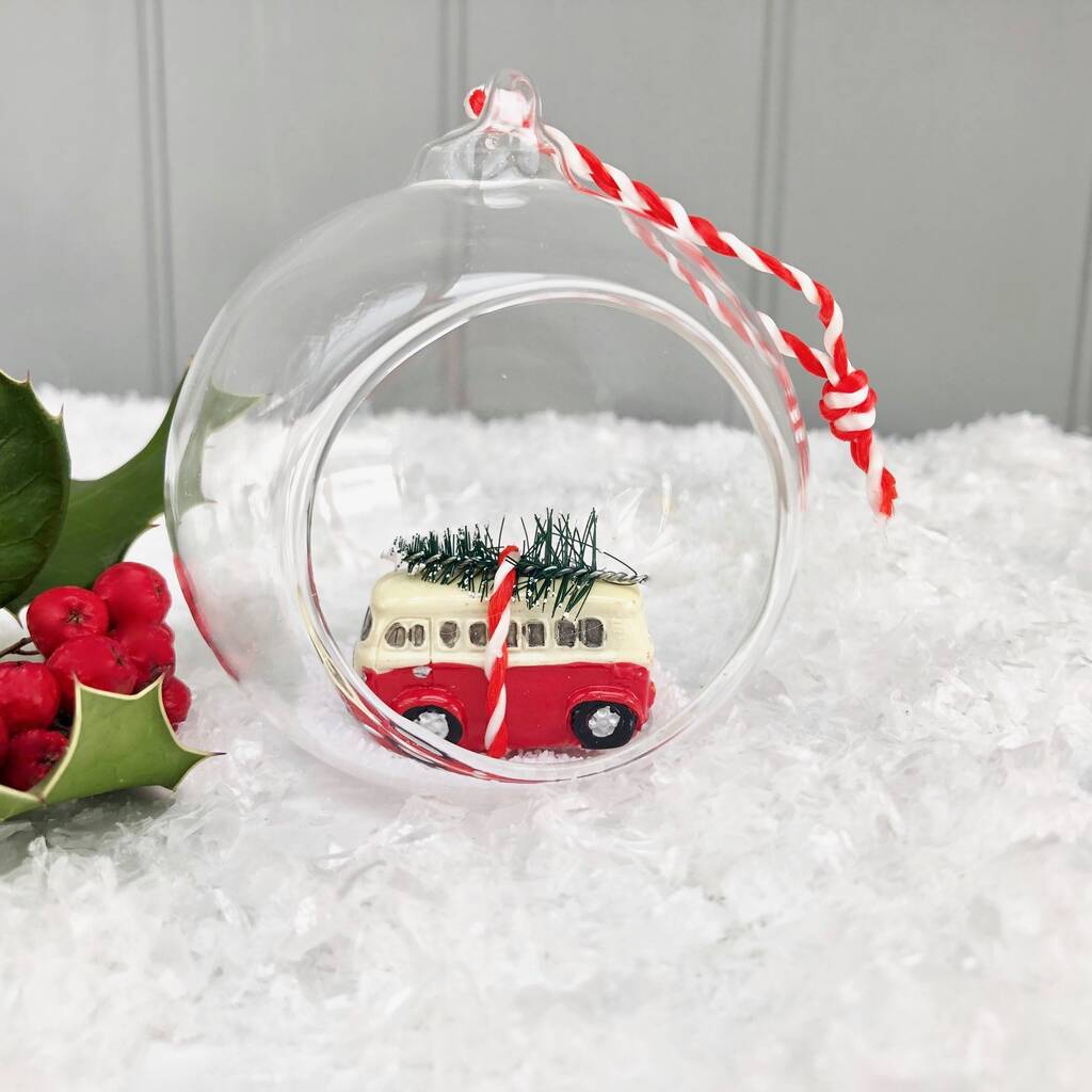 Christmas Camper Van In Glass Bauble By Pink Pineapple Home & Gifts ...