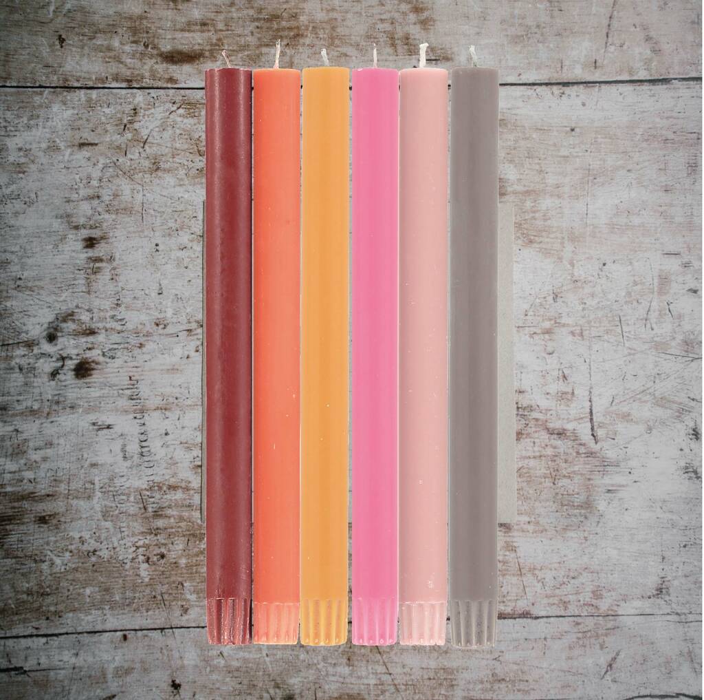 Rainbow Set Of Cool / Warm Block Colour Dinner Candles By BRITISH ...
