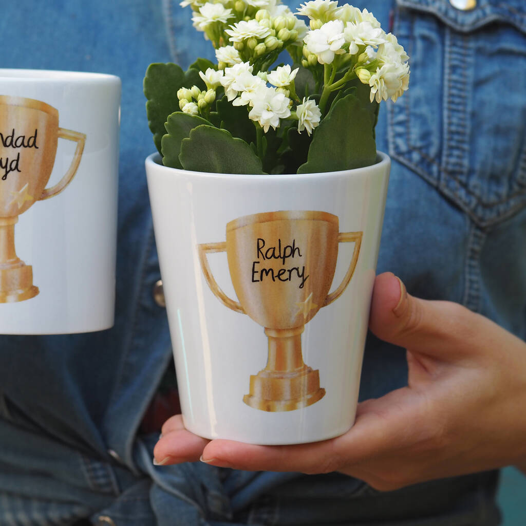Gold Trophy Personalised Plant Pot By So Close | notonthehighstreet.com