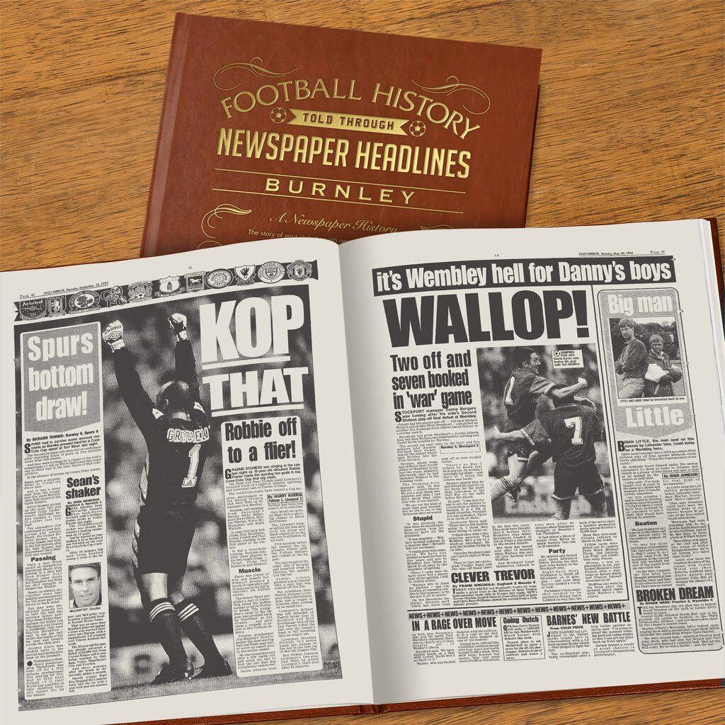 Burnley Personalised Football Gift Newspaper Book By Historic ...