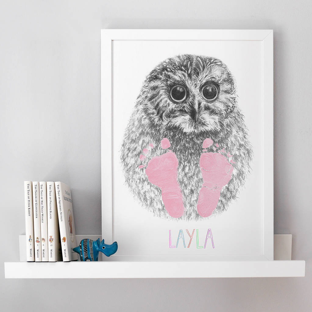 personalised baby owl footprint kit by lucy coggle | notonthehighstreet.com