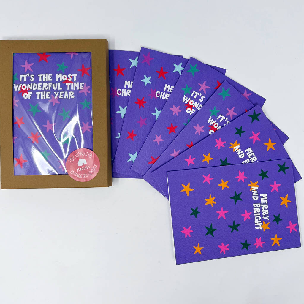 Charity Christmas Pack Of Six Star Design By Xoxo Designs by Ruth