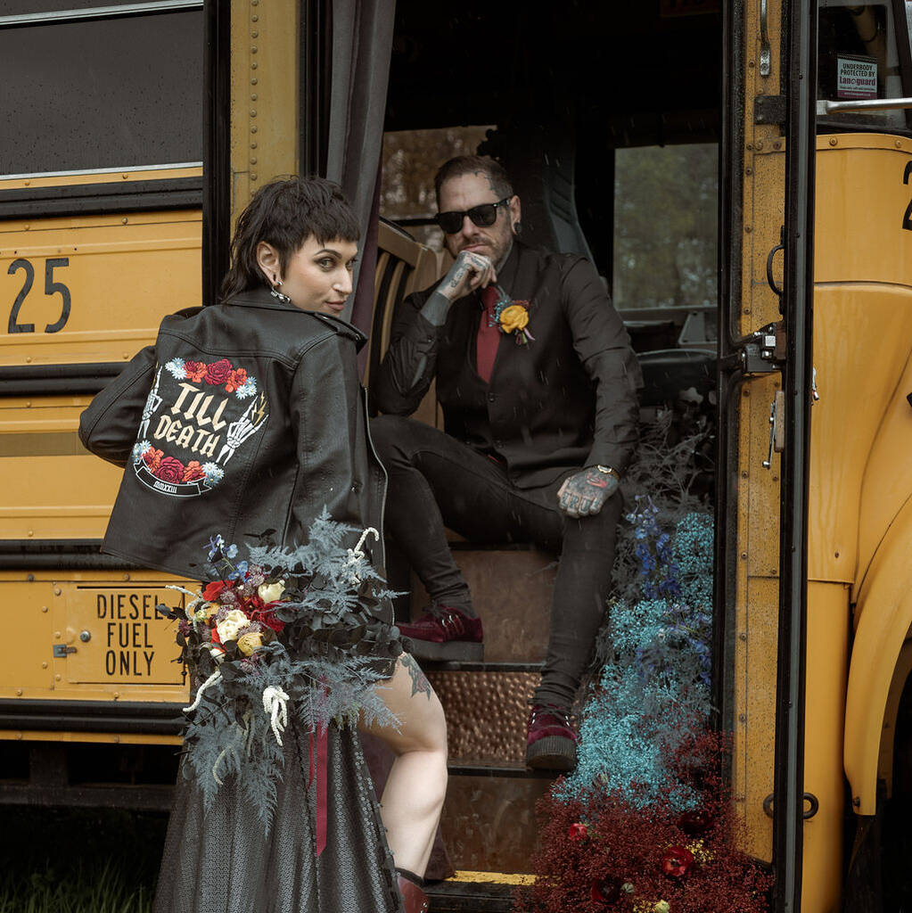 Till Death Custom Bridal Cover Up Leather Jacket By Niamh Designs ...