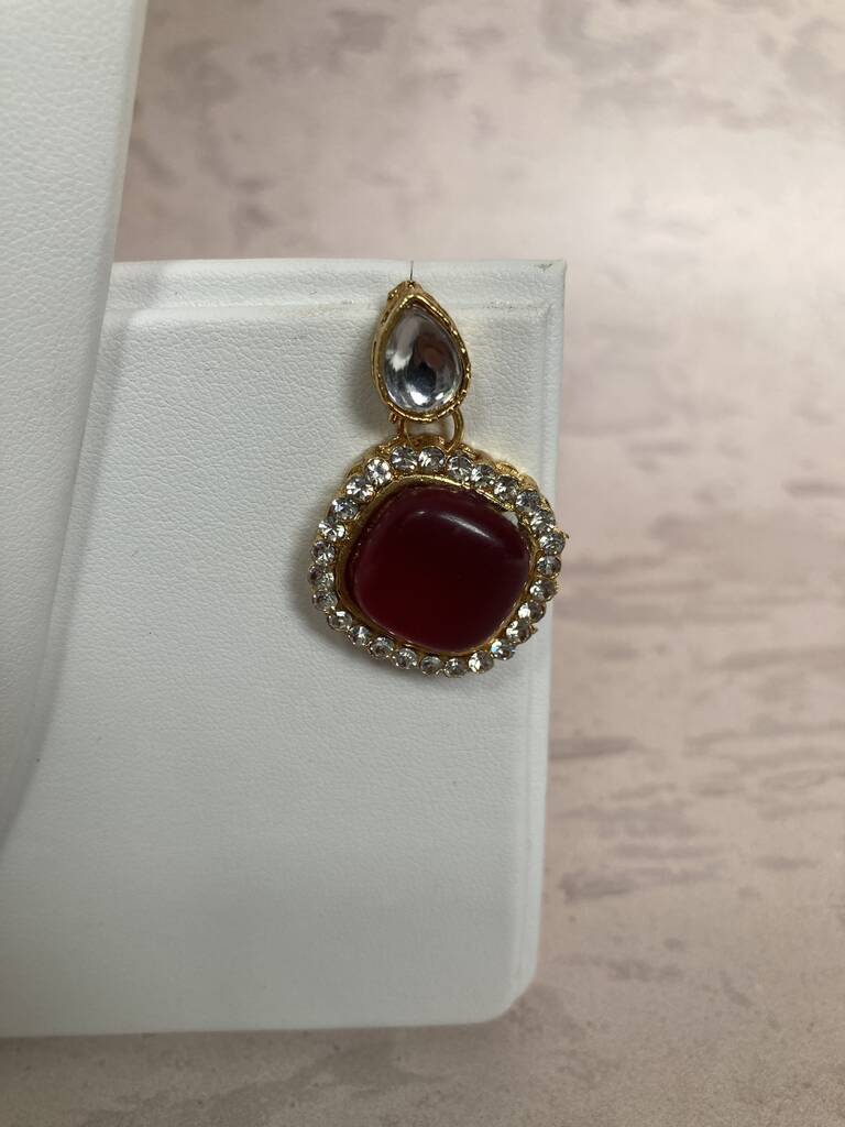 Maheen Gold Plated Crystal Stone Set Maroon By SRCOLLECTION