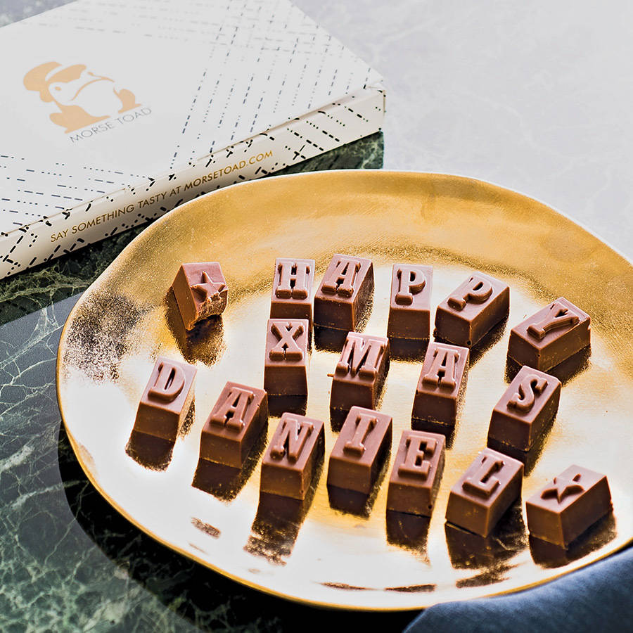 personalised chocolate gift in a large box by morse toad chocolate ...