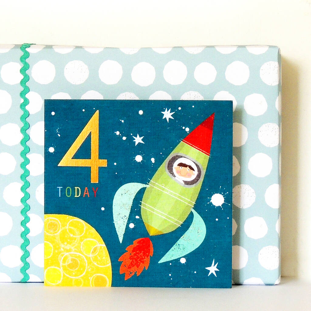 Copper Foiled Space 4th Birthday Card By Kali Stileman Publishing