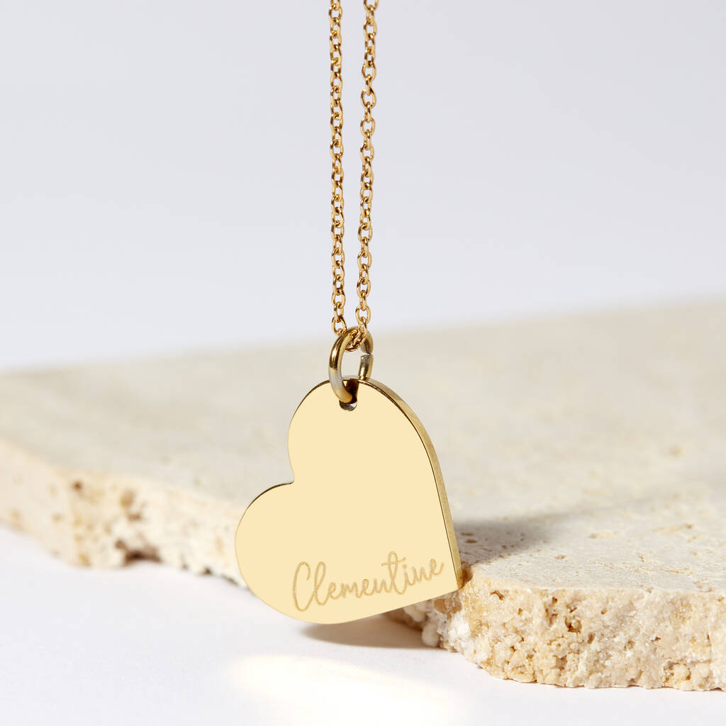 Personalised Name Gold Plated Heart Necklace By Ellie Ellie ...