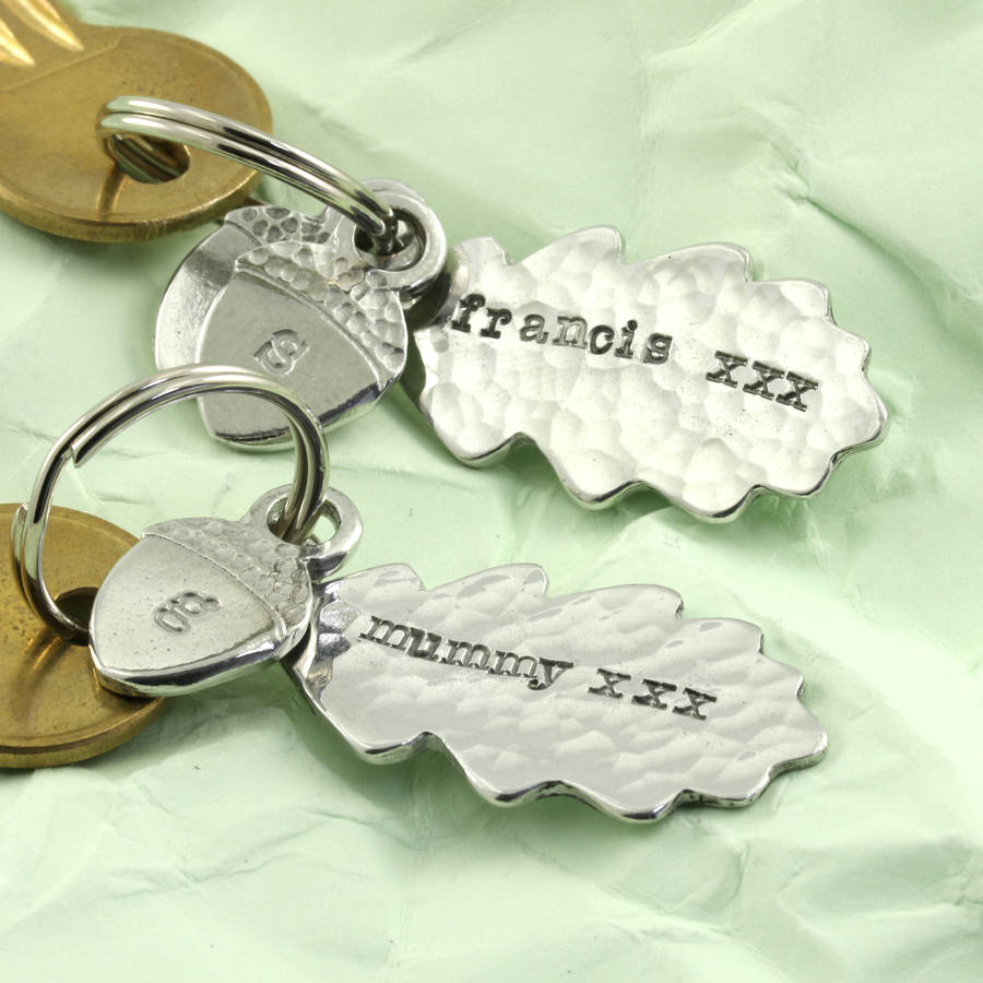 oak leaf personalised pewter keyring by multiply design ...