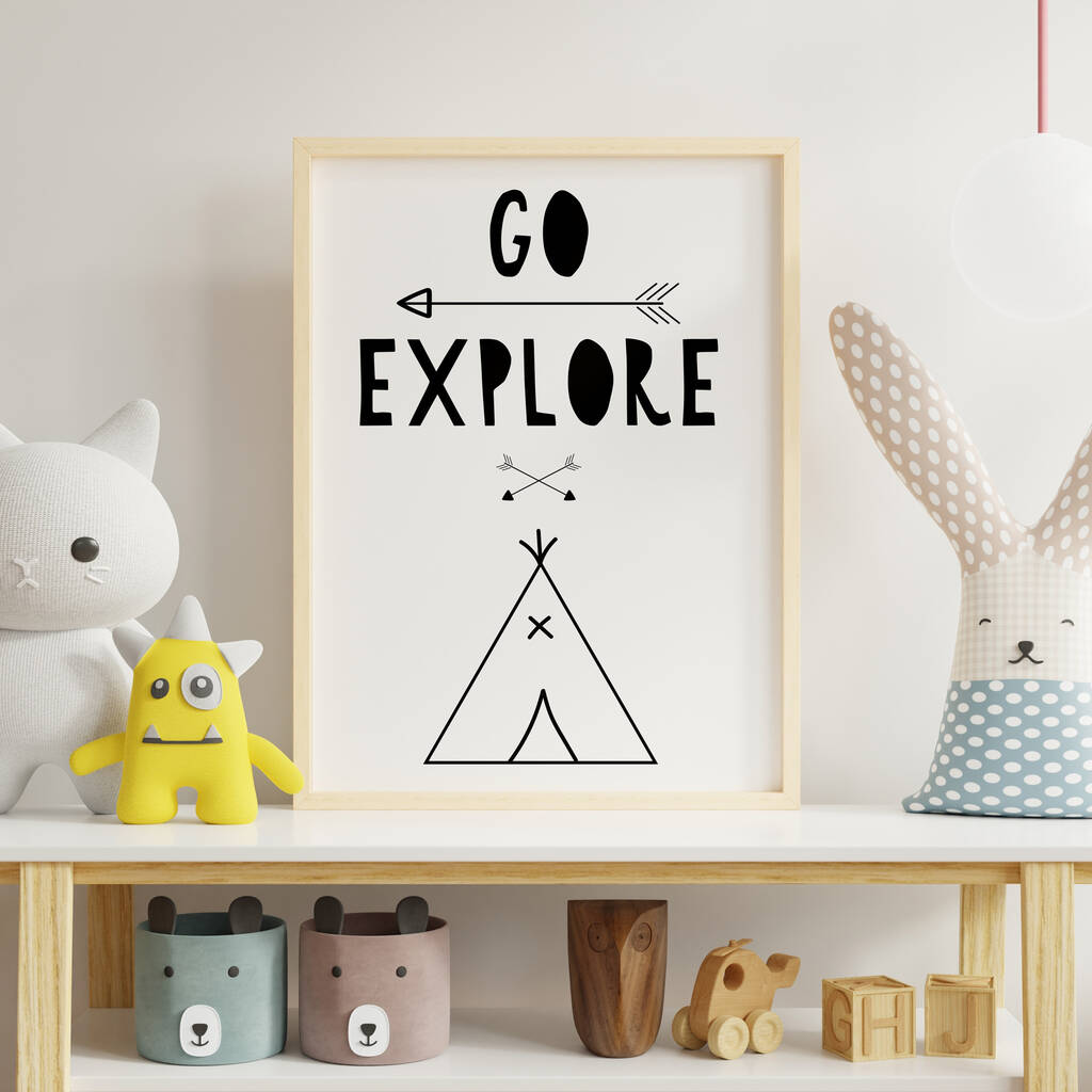 Children's Adventure Print 'Go Explore' By StripeyCats ...