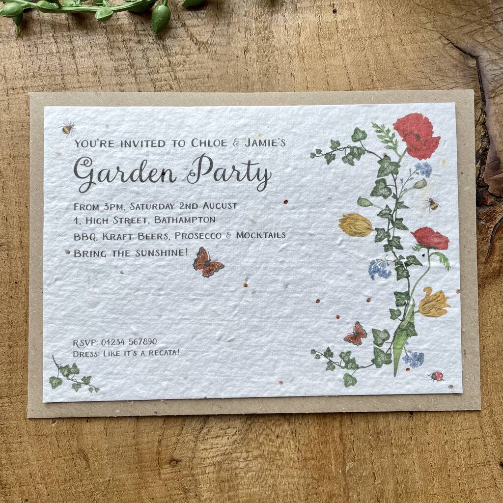 Botanical Invitations On Plain Or Plantable Card By Lunella ...