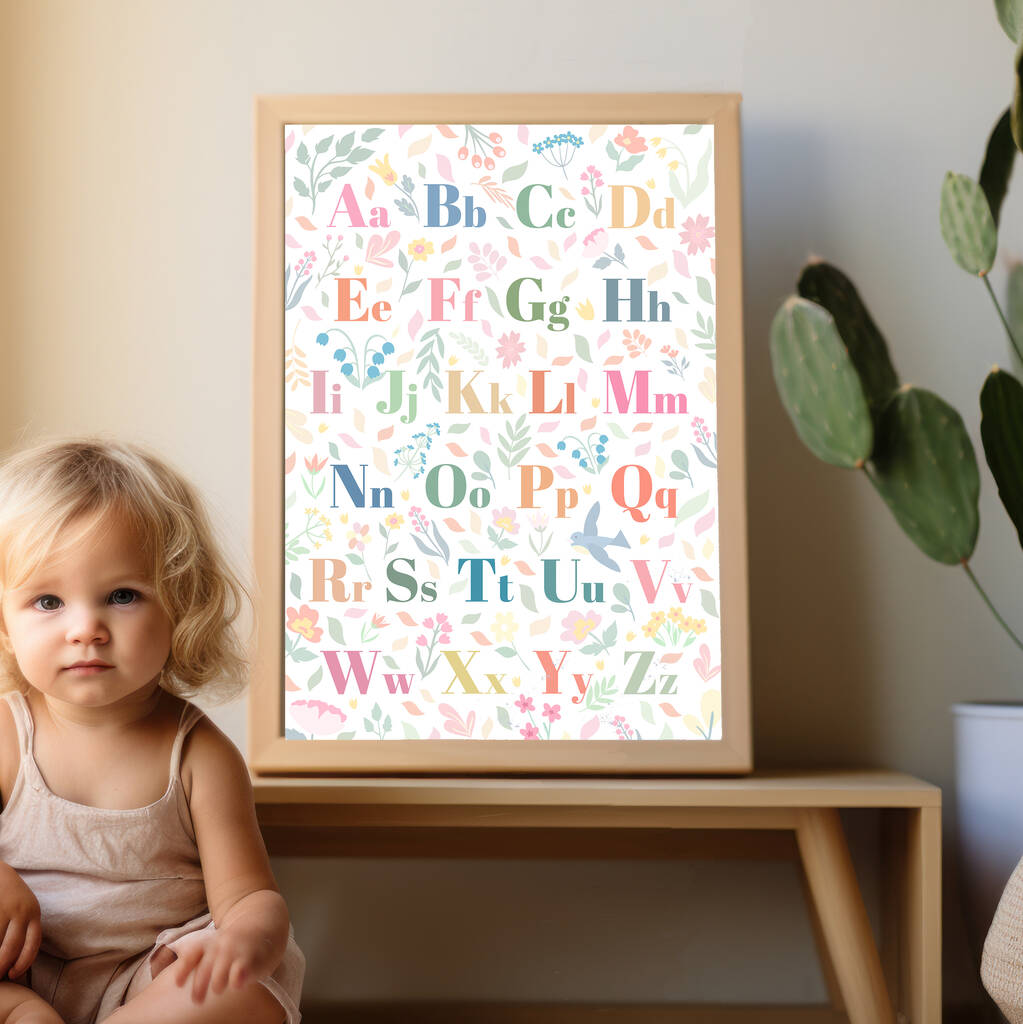 Floral Alphabet Letter Print For Girls Bedroom By Sarah Manovski Art