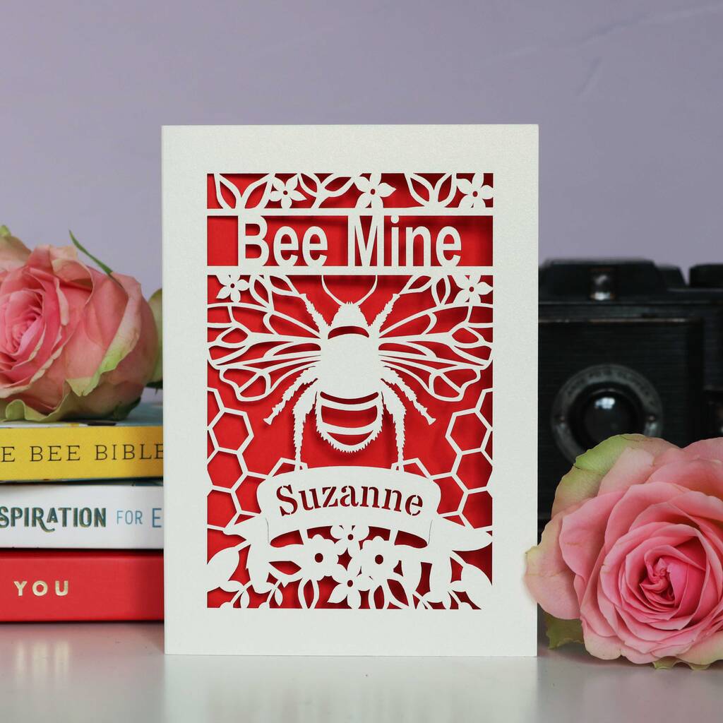 Personalised Papercut Bee Mine Valentines Card By Pogofandango ...