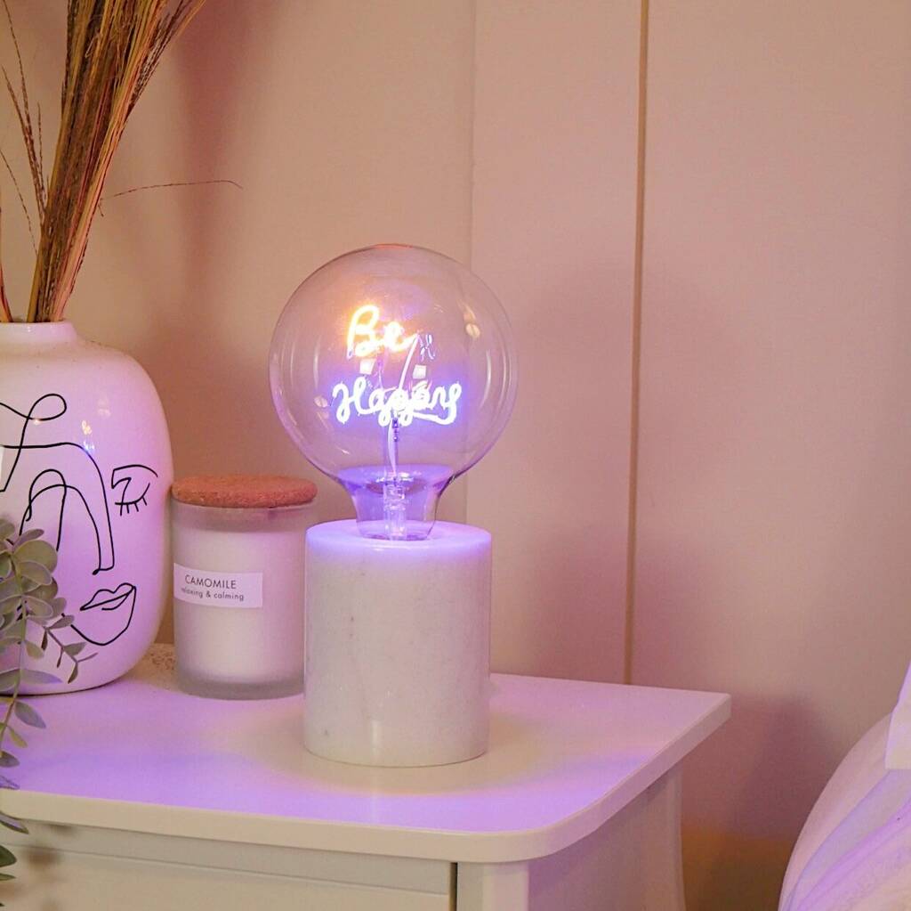 Be Happy Text Light Bulb And Desk Lamp By Steepletone ...