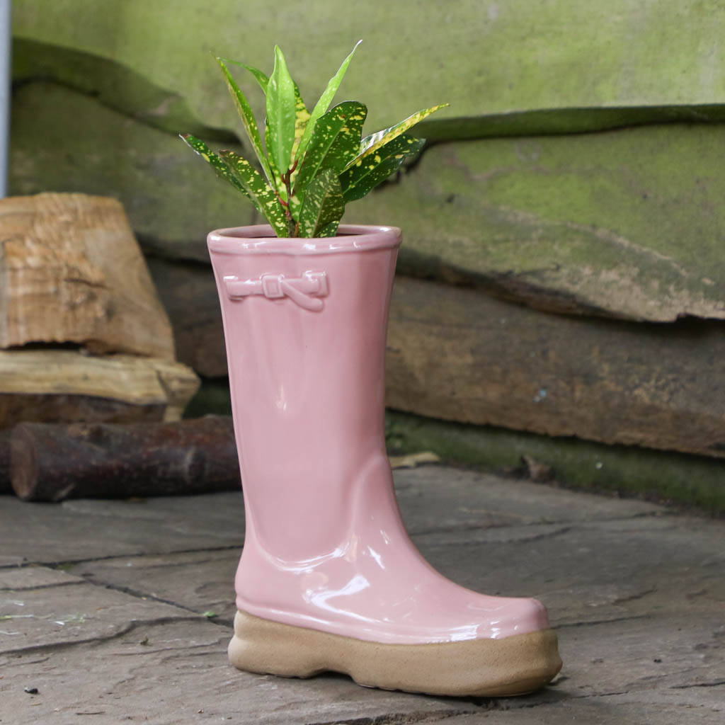 Large Pink Welly Boot Garden Planter By Dibor | notonthehighstreet.com