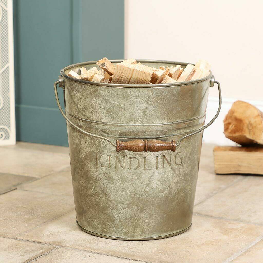 embossed zinc fireside kindling bucket by dibor | notonthehighstreet.com