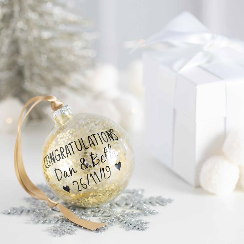 Personalised Engagement Christmas Bauble By Bubblegum Balloons ...