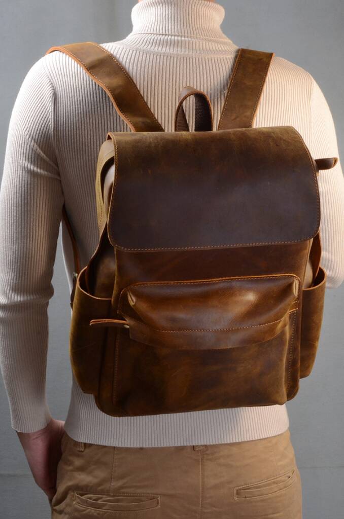 military style genuine leather backpack by eazo | notonthehighstreet.com