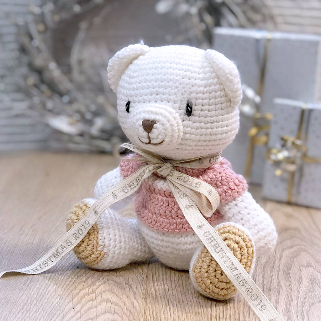 Hand Knitted Polar Bear With Personalised Ribbon By Oh my giddy aunt ...