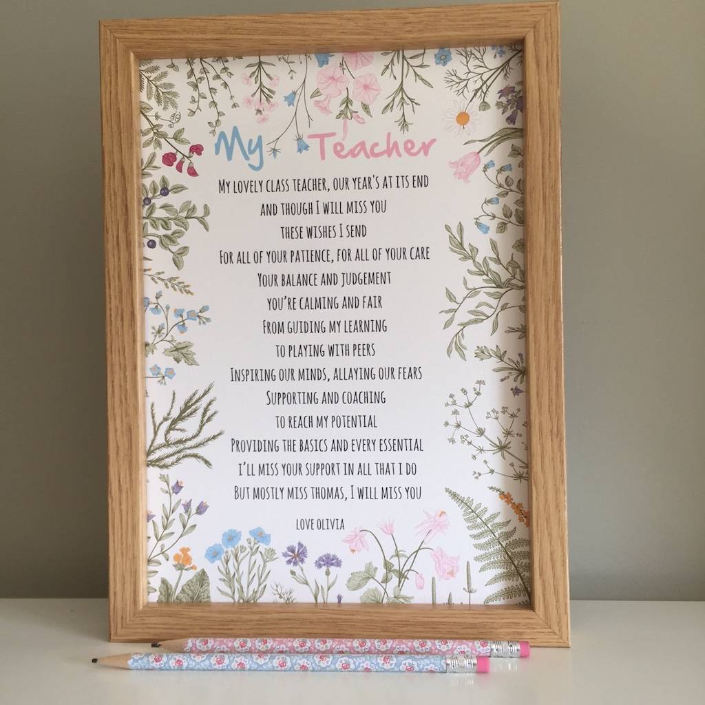 personalised gift for teacher poem 'teacher' by shmuncki ...