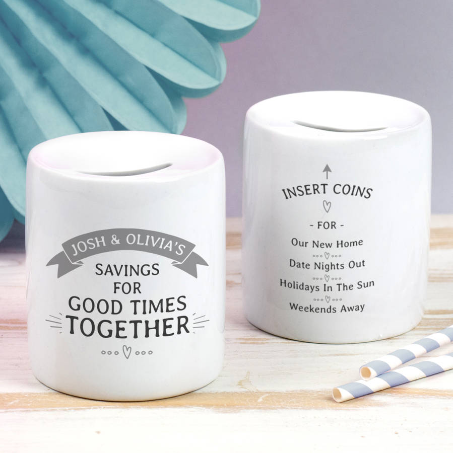 personalised couples 'good times together' money box by the little ...