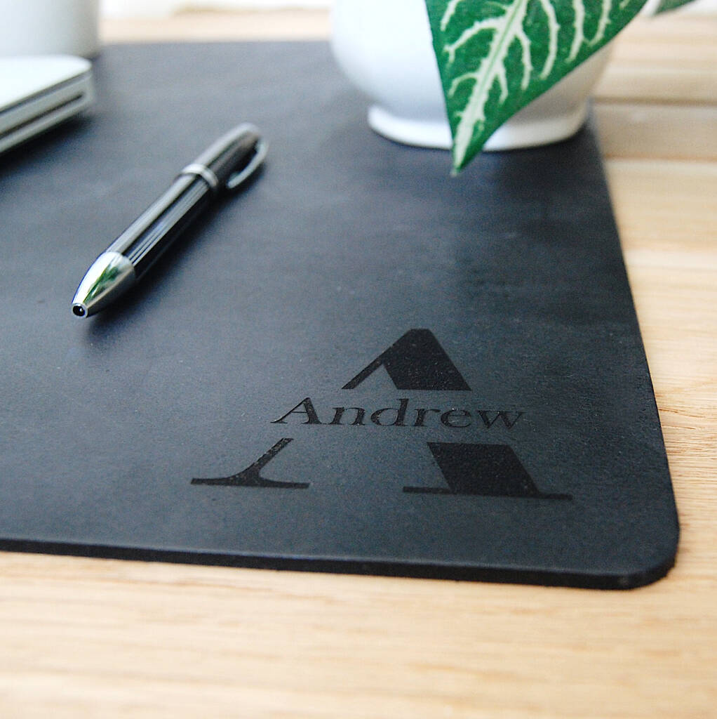 Recycled Vintage Leather Personalised Desk Mat By The British Belt ...
