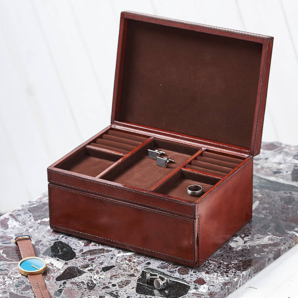 gents personalised large leather jewellery box by ginger rose ...