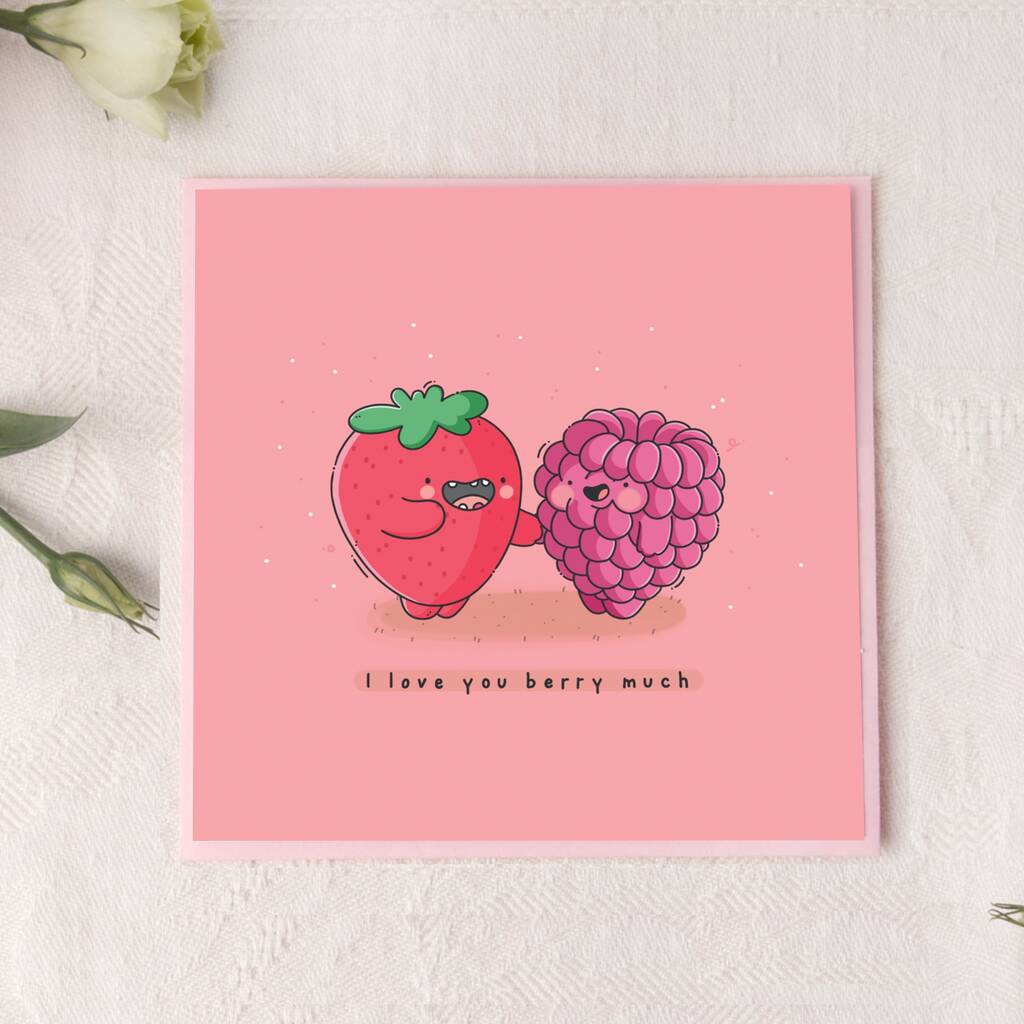 Cute Berry Greetings Card By Toastedink