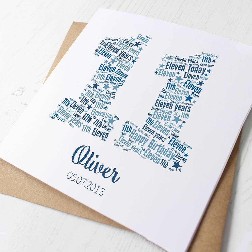 Blue Star Personalised 11th Birthday Card By Hope and Love