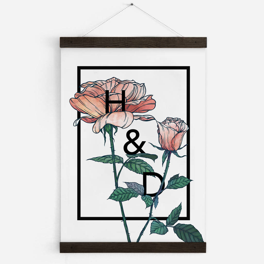 personalised rose botanical flower print by the print florist ...