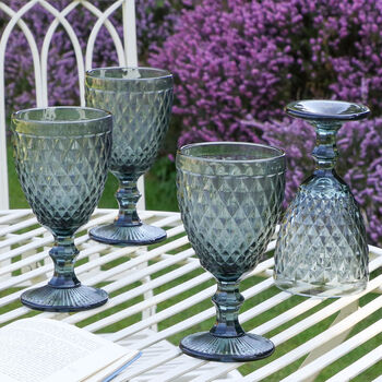 Set Of Four Smoked Grey Alfresco Wine Goblets By Dibor ...