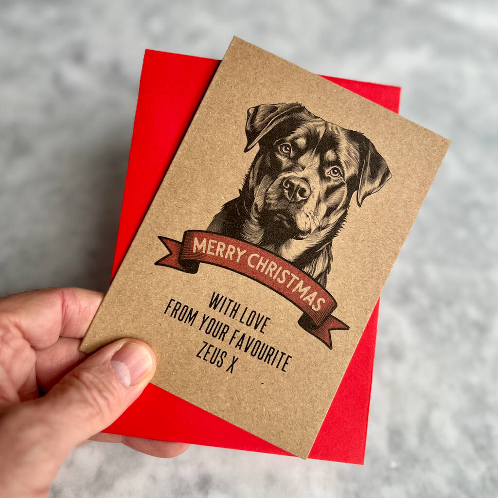 Personalised Rottweiler Dog Portrait Christmas Card By Adam Regester Design
