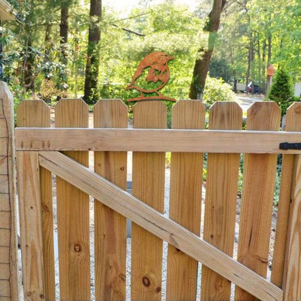 Rusty Metal Robin For Garden Fence Gift For Twitchers By Duke Craft ...
