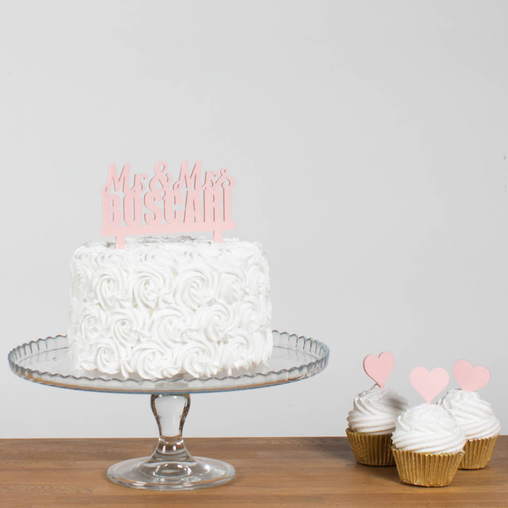Personalised Wedding Name Cake Topper Set By Funky Laser