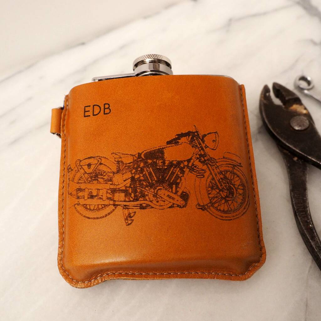 motorcycle enthusiasts personalised hip flask by stabo ...