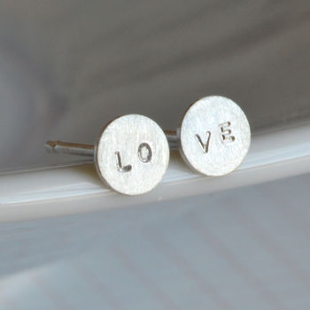 Personalised Message Earring Studs In Sterling Silver By Huiyi Tan ...