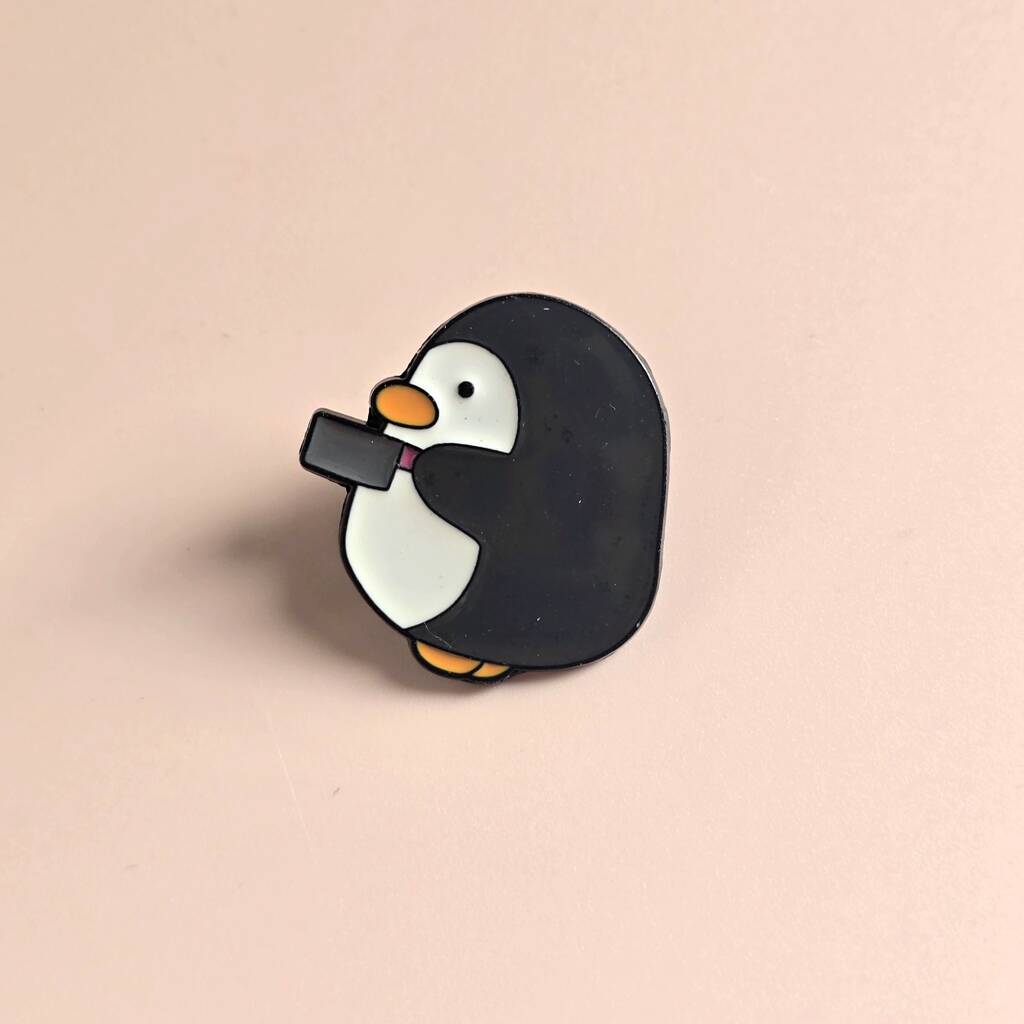 Stabby But Cute Penguin Enamel Pin Badge By Rebel and Wild