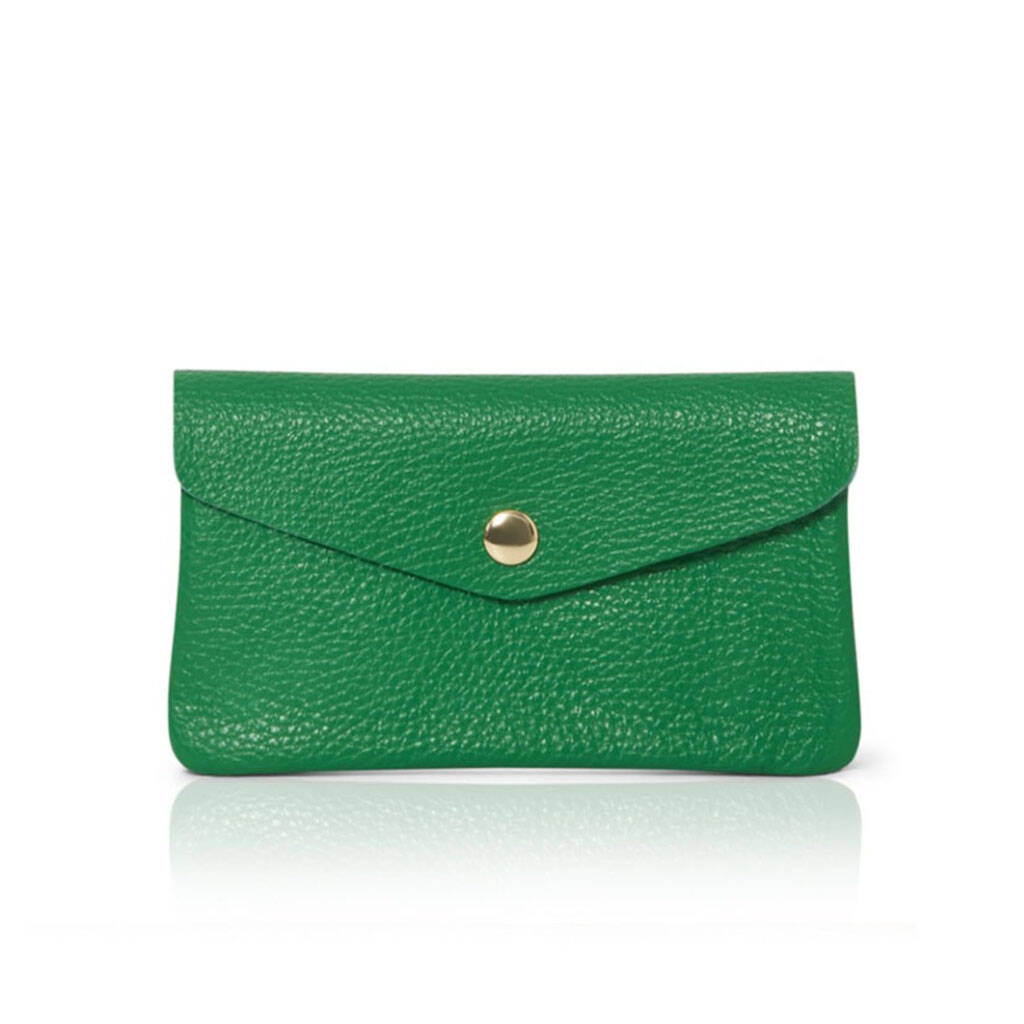 Medium Popper Leather Purse In Green By Betsy & Floss