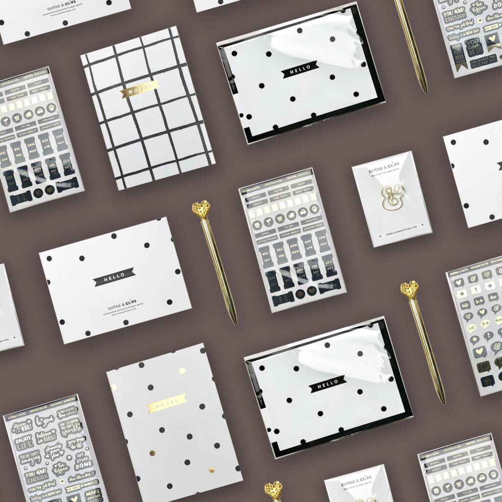 Black And Gold Stationery Box By Notes & Clips | notonthehighstreet.com