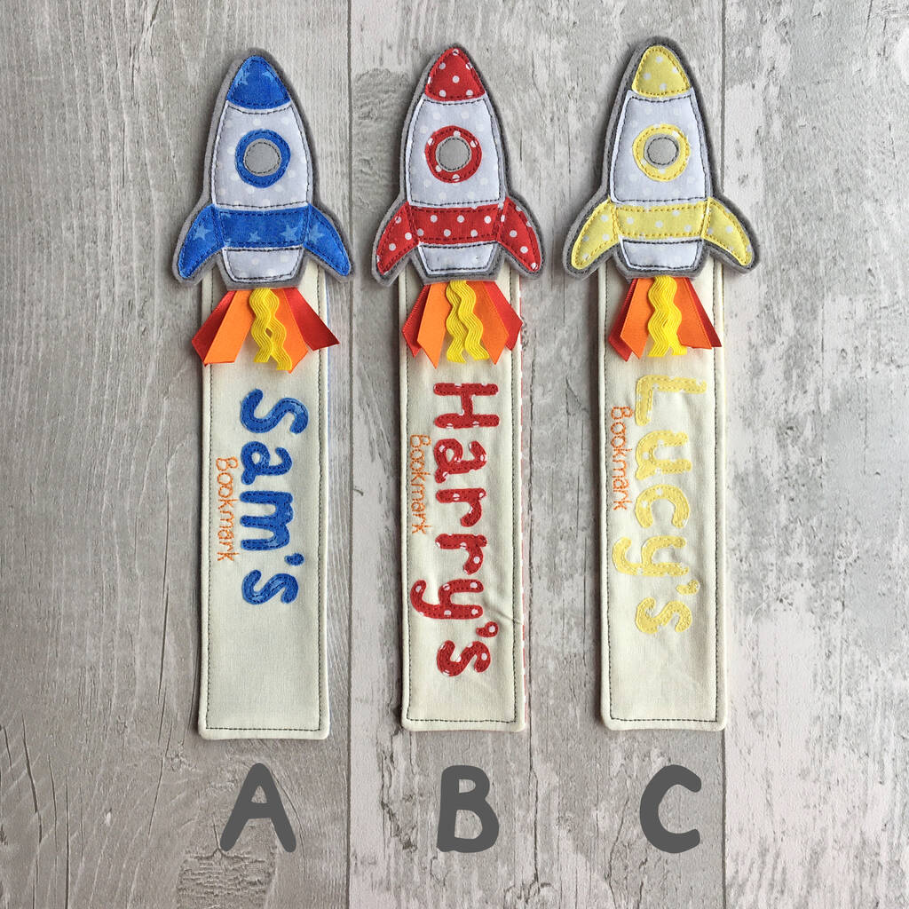 personalised children's rocket ship bookmark by cherish handmade ...