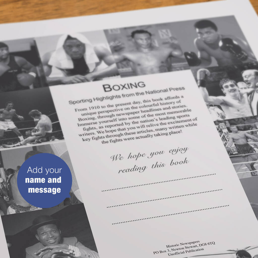 Boxing Personalised UK Sports Gift Newspaper Book By Historic ...