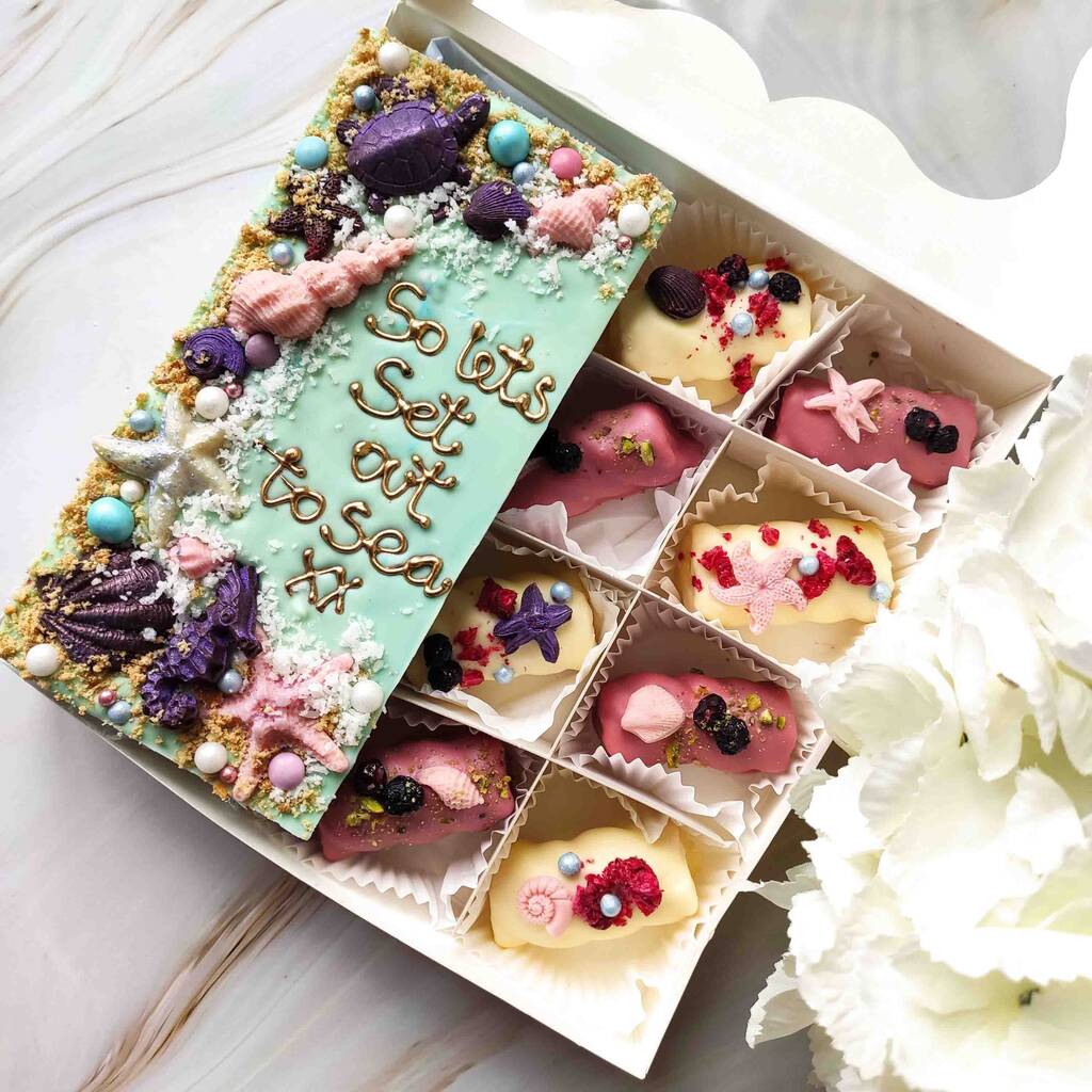 Sea Themed Personalised Chocolate Turtles And Seashells By The Unique ...