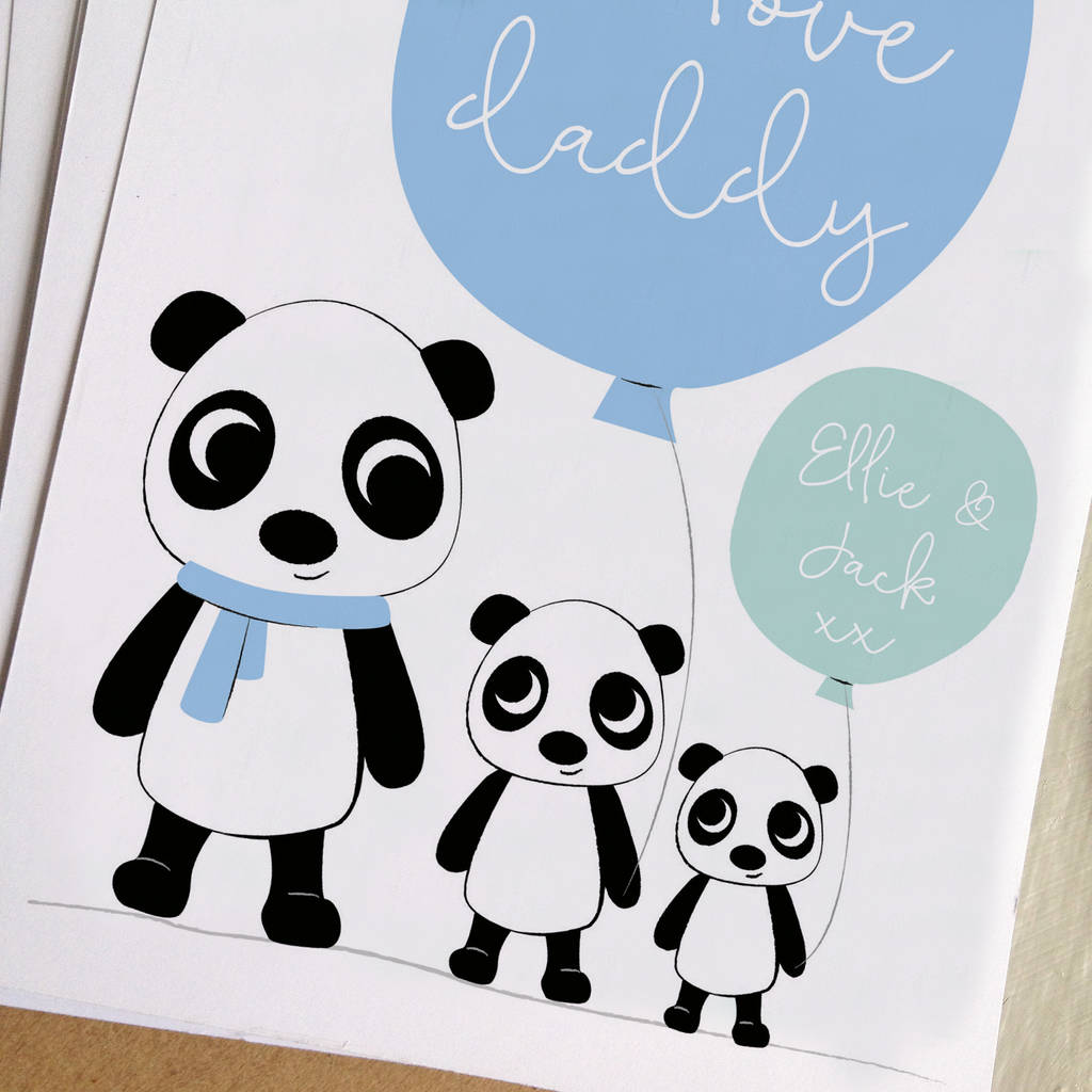 personalised daddy father's day card with cute pandas by small dots ...