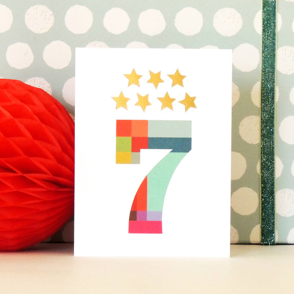 Mini Gold Star Number Seven Card By Kali Stileman Publishing